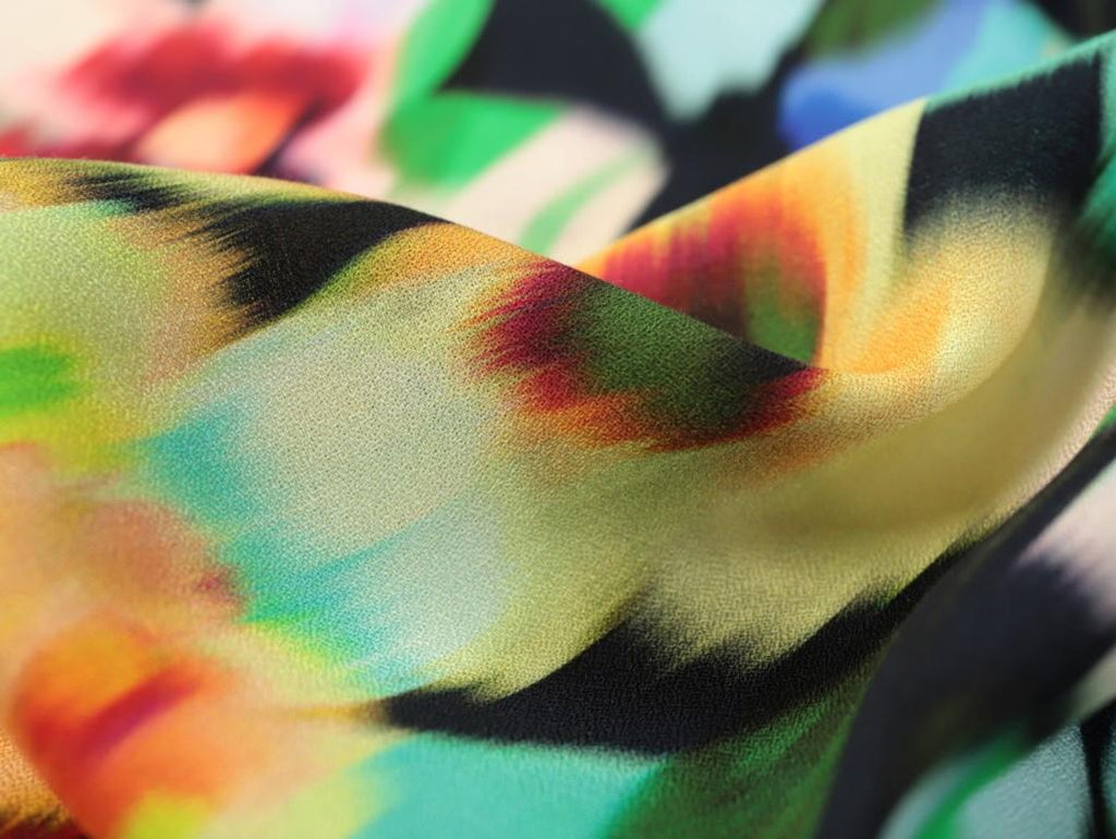 VISCOSE CREPE • INGRID FLORAL • MULTI $52.00/metre • Pattern Scissors Frock