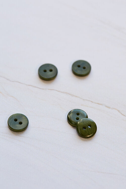 mind the MAKER® 2-HOLE COROZO BUTTONS • Khaki • 11mm • Pattern Scissors Frock