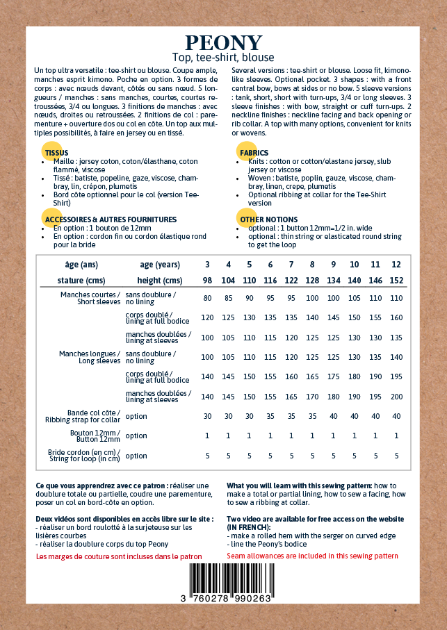 Peony Top & Blouse - Kids 3Y/12Y • Pattern – Pattern Scissors Frock