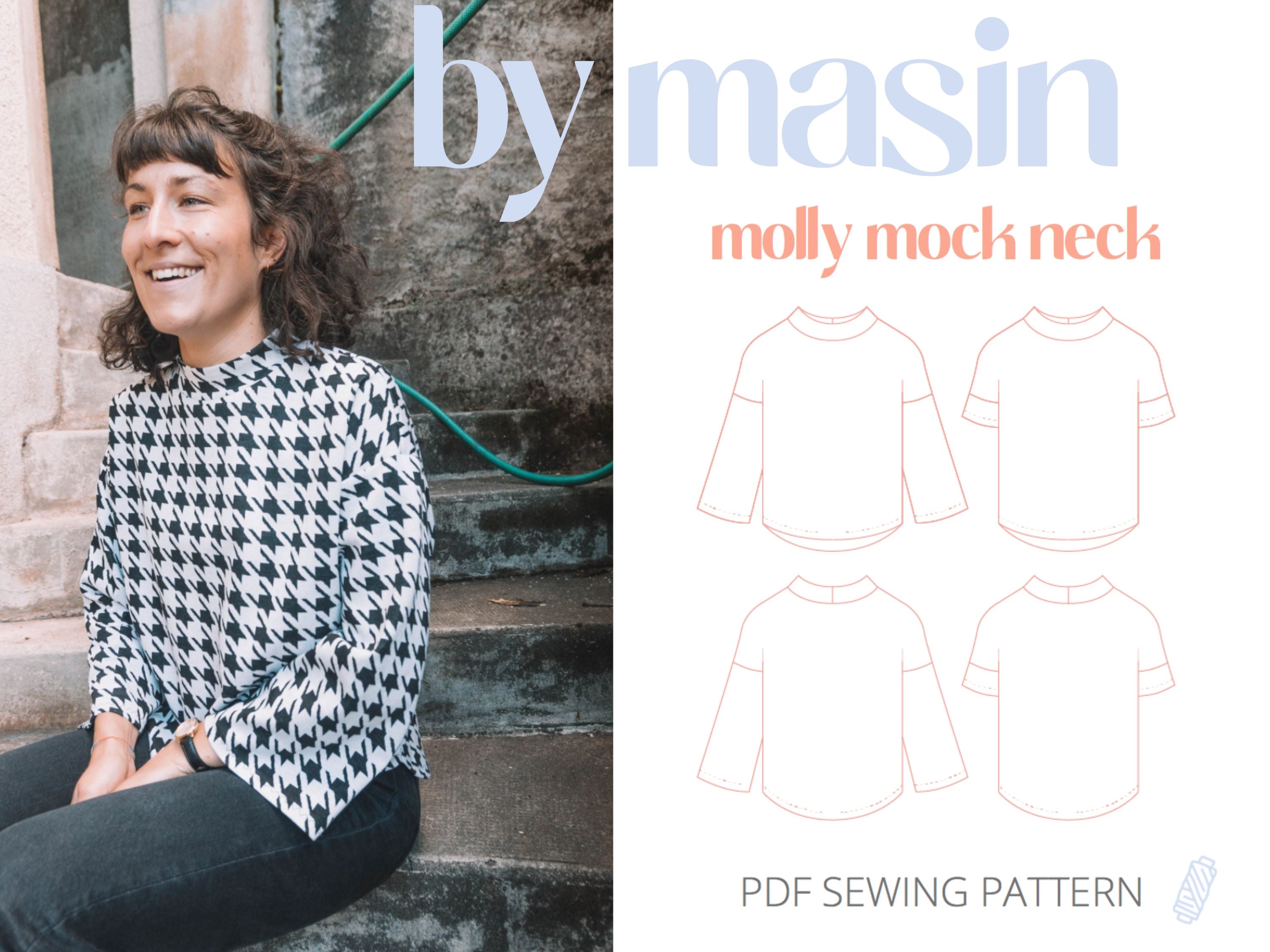 Sewing patterns by Masin • MOLLY MOCK NECK • PDF Pattern • Pattern ...